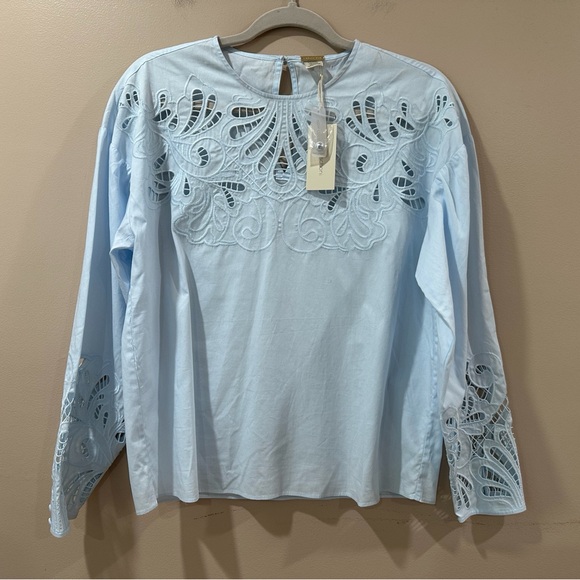 Magaschoni | Tops | Magaschoni Top Embroidered Blue Women Xs Long ...
